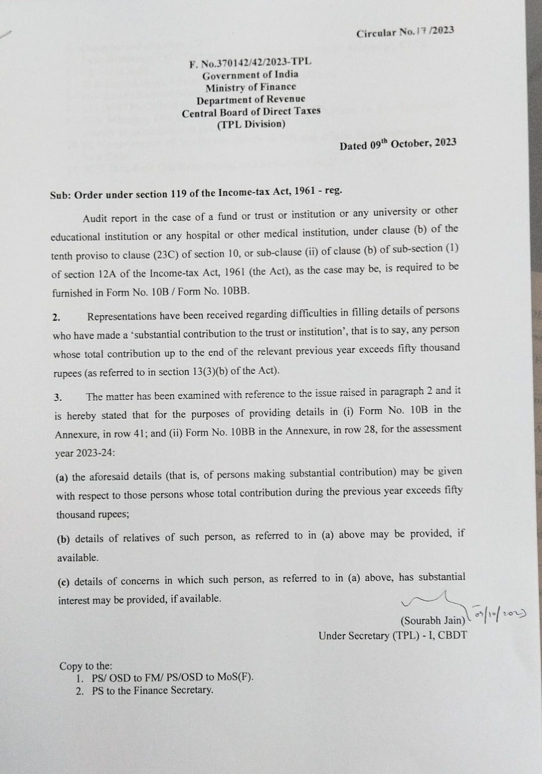 Cbdts Clarification Regarding Form 10b And 10bb Centre For Advancement
